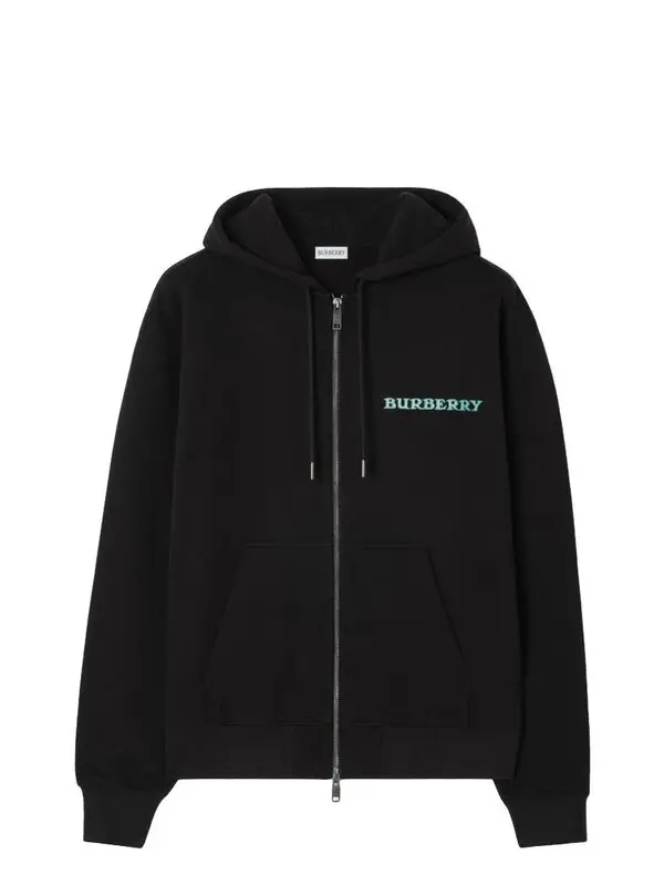Burberry Cotton Zip Hoodie - Black