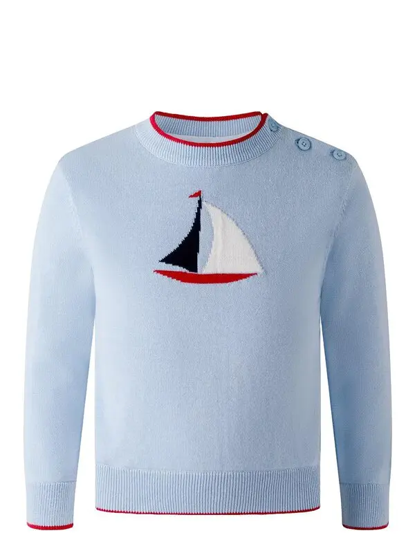 RACHEL RILEY Sailboat Intarsia Knit Sweater - Blue