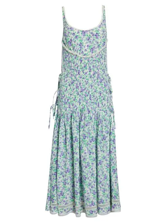 Rabanne Liberty Floral-print Silk Midi Dress - Fleural Purple/green/