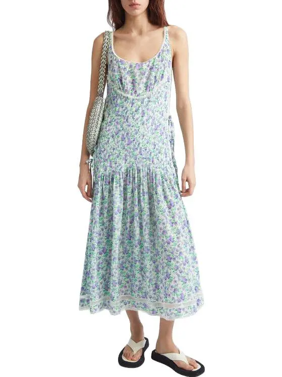Rabanne Liberty Floral-print Silk Midi Dress - Fleural Purple/green/