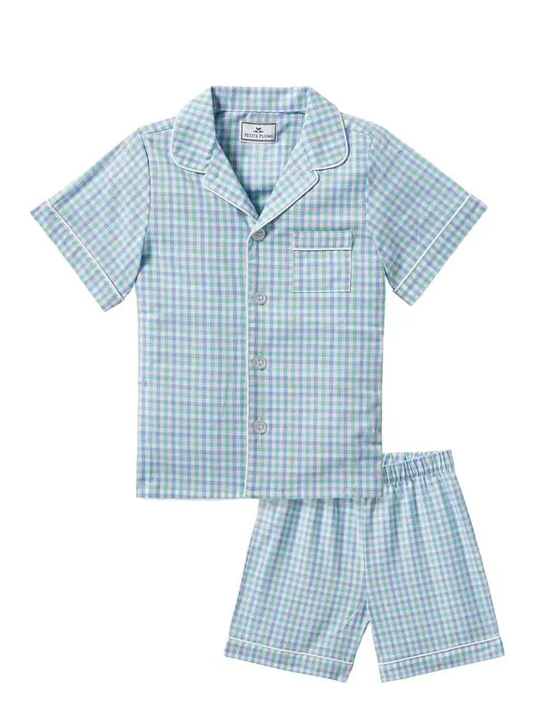 PETITE PLUME Spring Gingham Twill Short Set - White