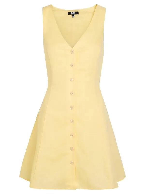 Paige Linen And Cotton-blend Mini Dress - Yellow