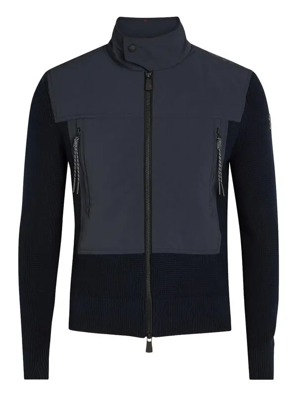 Moncler Panelled Cotton-knit Jacket - Navy