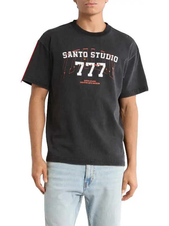 SANTO STUDIO 777 Drappo Cotton Graphic T-shirt - Black