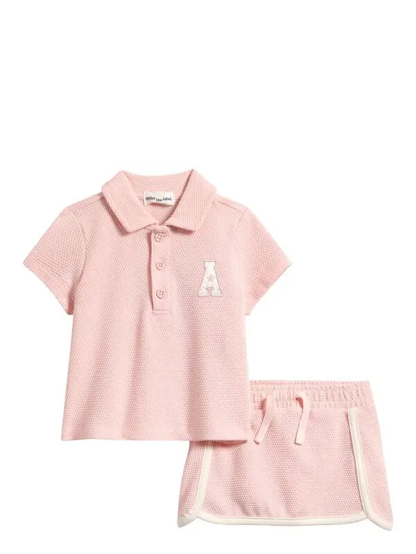 MILES Organic Cotton Blend Piqué Polo & Skirt Set - Light Pink