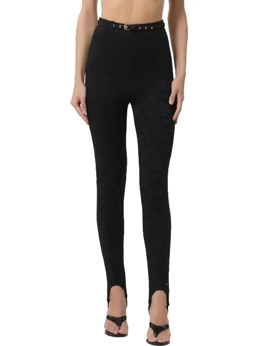 AFRM Carey Belted Lace Stirrup Pants - Noir