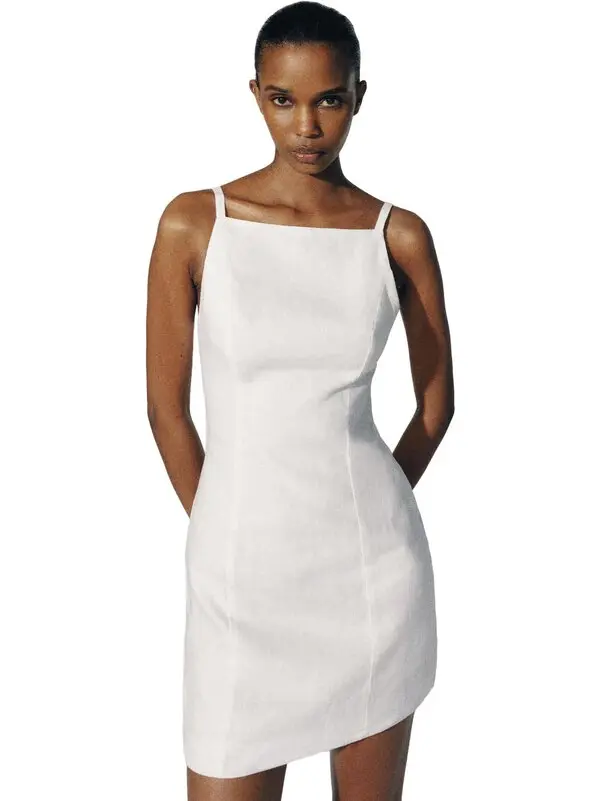 REFORMATION Mora Linen Mini Dress - Ivory