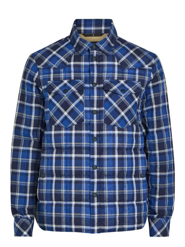 Moncler Quilted Checked Stretch-cotton Overshirt - Blue