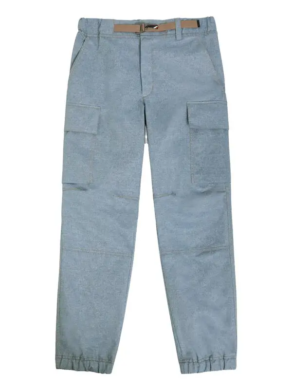 Moncler Belted Denim Cargo Trousers - Light Blue
