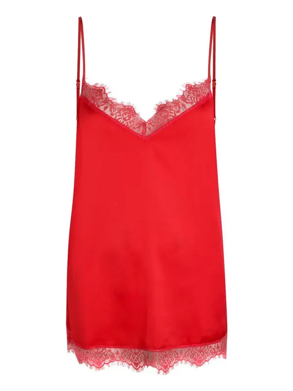 Simone Perele Lace-trim Satin Camisole Top - Pink