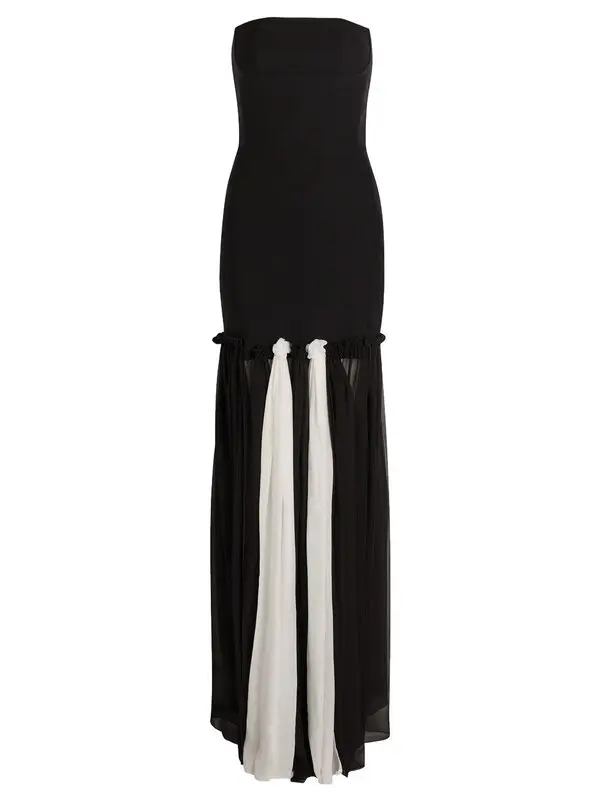 NENSI DOJAKA Colour-blocked Stretch-crepe Maxi Dress - Black And White