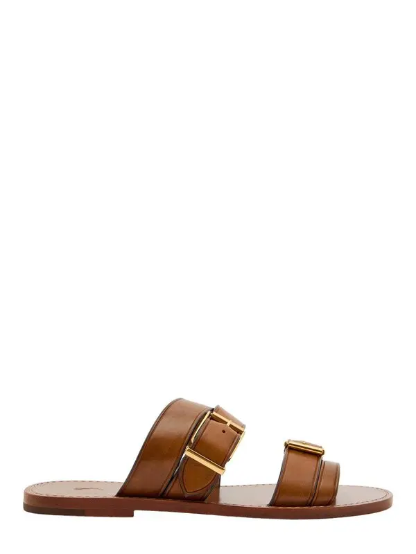 Polo Ralph Lauren Buckle Leather Sandals - Brown