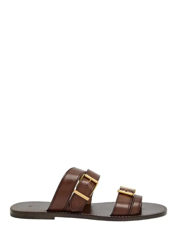 Polo Ralph Lauren Buckle Leather Sandals - Dark Brown