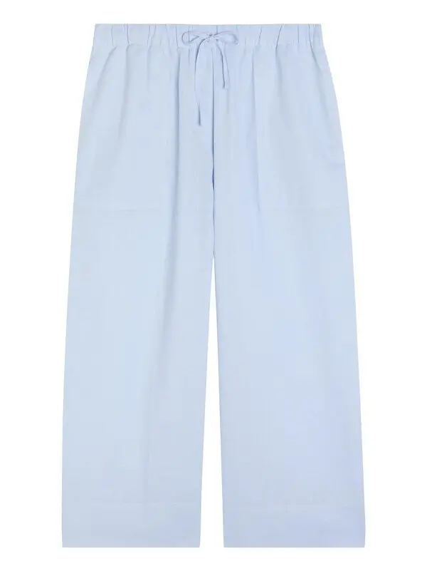 TOTEME Wide-leg Cotton And Linen-blend Trousers - Light Blue
