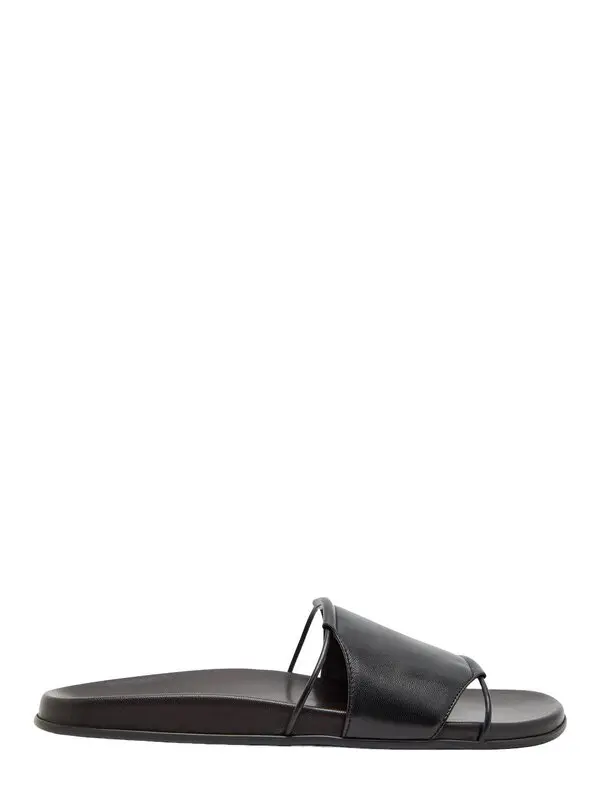 THE ROW Vivienne Leather Sliders - Black
