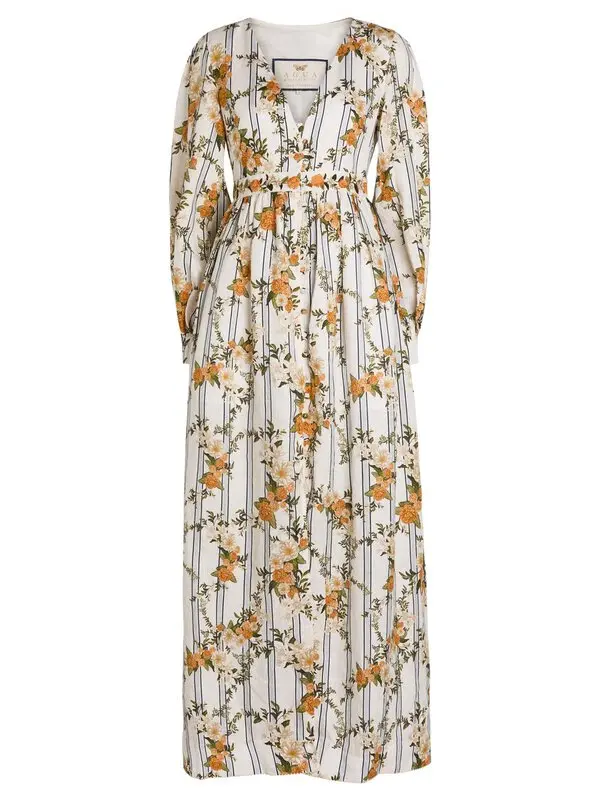 Agua Bendita Floral-print Linen Maxi Dress - Multicoloured