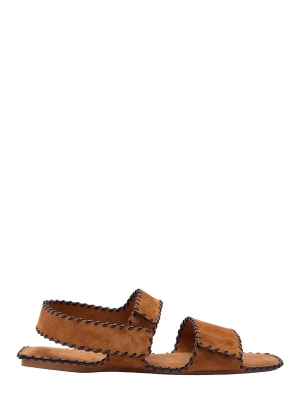 Khaite Boden Whipstitch Suede Sandals - Brown