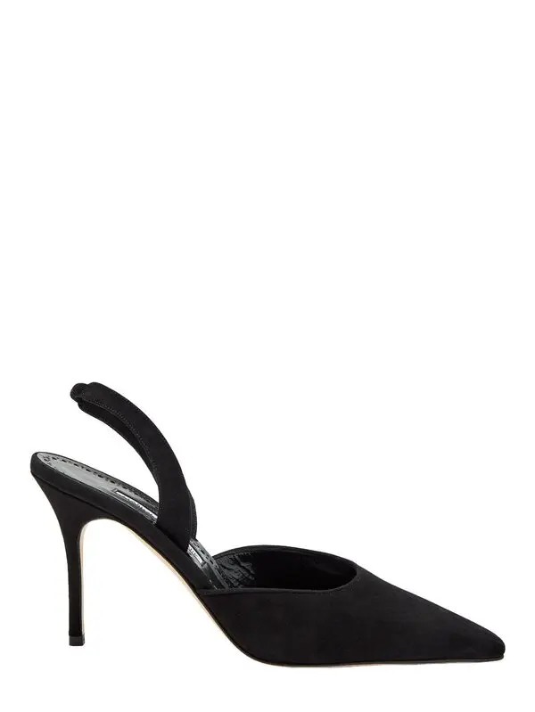 Manolo Blahnik Borelapla 90 Suede Slingback Pumps - Black