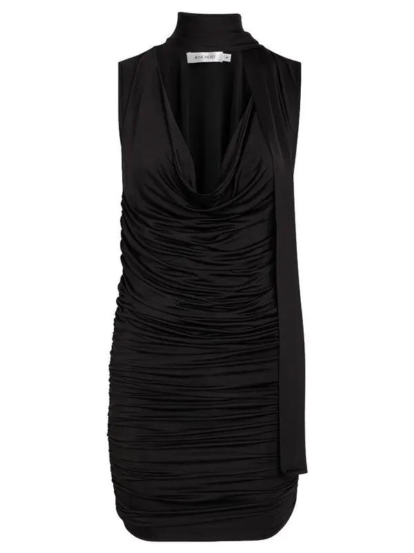 AYA MUSE Brise Scarf-effect Mini Dress - Black