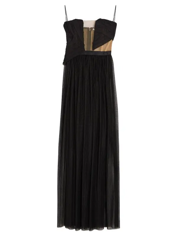 NENSI DOJAKA Corset-style Strapless Mesh Gown - Black