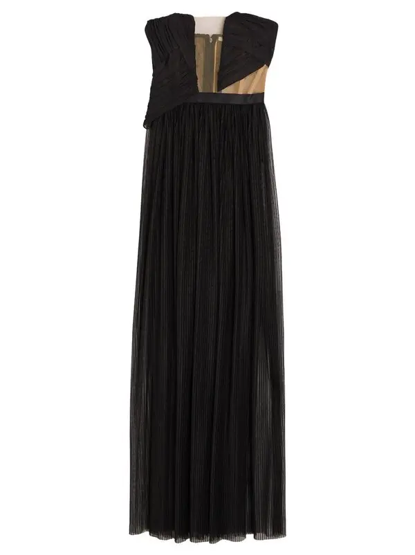 NENSI DOJAKA Corset-style Strapless Mesh Gown - Black