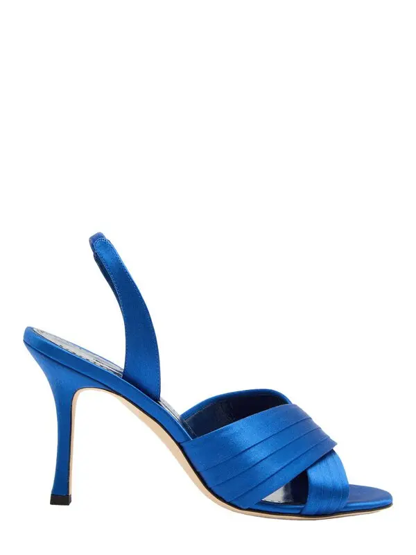Manolo Blahnik Vierasan 90 Satin Slingback Sandals - Blue