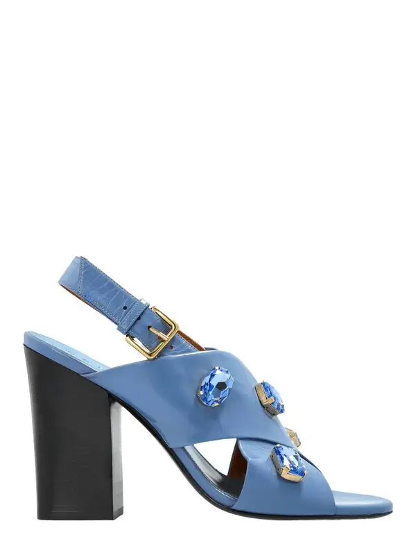Marni Leather Heeled Sandals - Blue