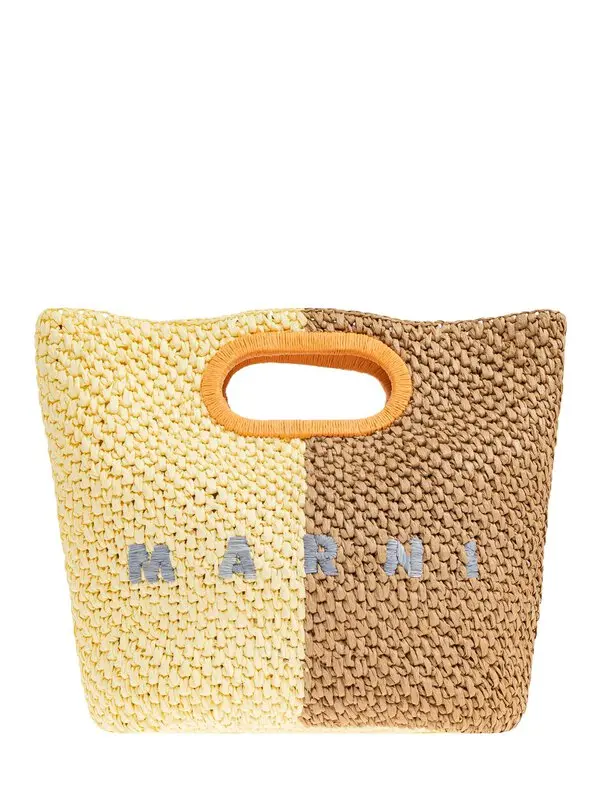 Marni Logo Raffia Tote - Beige
