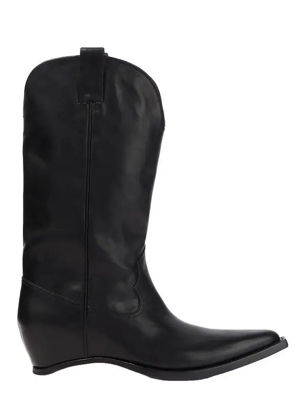 MAISON MARGIELA Heel-less Leather Cowboy Boots - Black