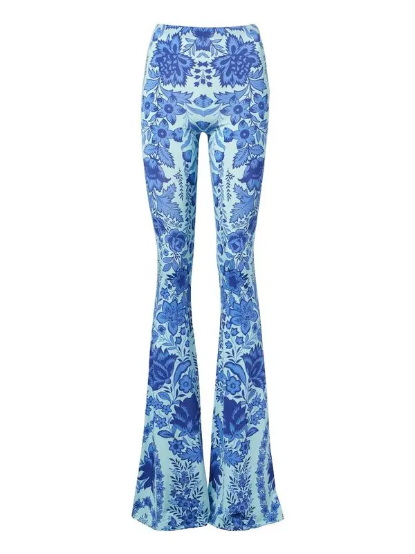 Etro Printed Jersey Flared Leggings - Blue