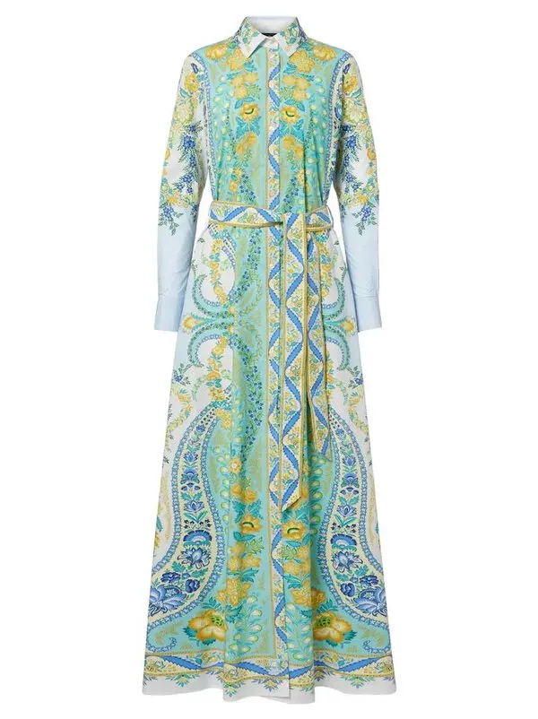Etro Belted Floral Cotton Shirt Dress - Multicoloured