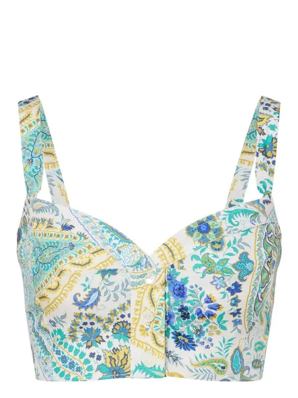 Etro Floral Cotton Crop Top - Multicoloured