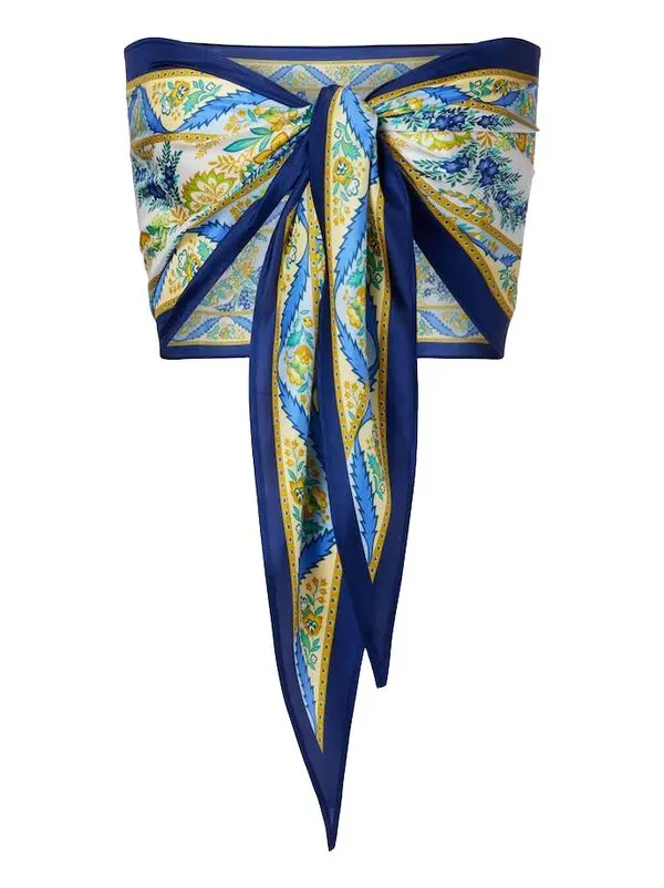 Etro Printed Silk Bandeau Top - Blue