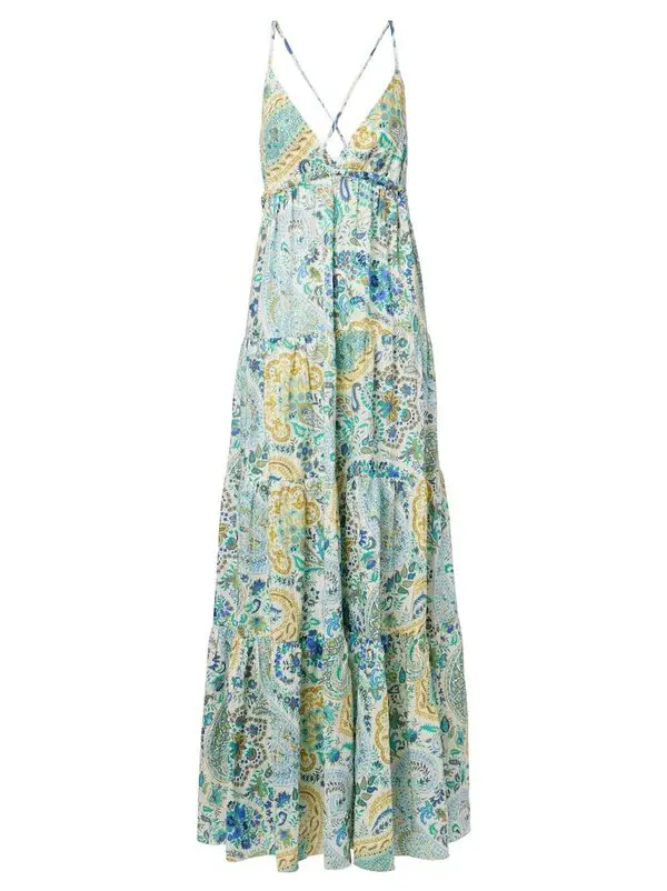 Etro Paisley Tiered Cotton Maxi Dress - Multicoloured