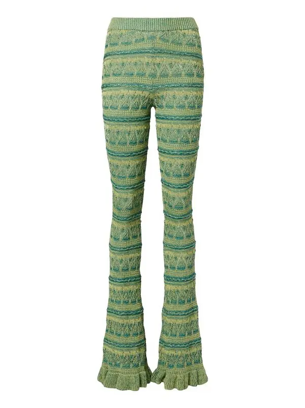 Etro Crochet Cotton Flared Pants - Green