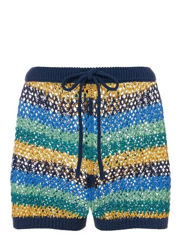 Etro Crochet Striped Cotton-blend Shorts - Multicoloured