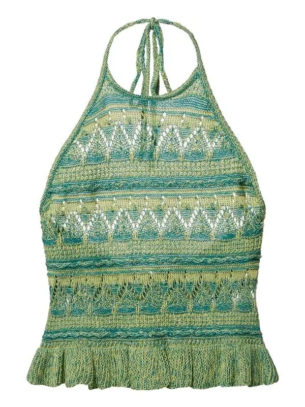 Etro Crochet Halterneck Cotton Top - Green