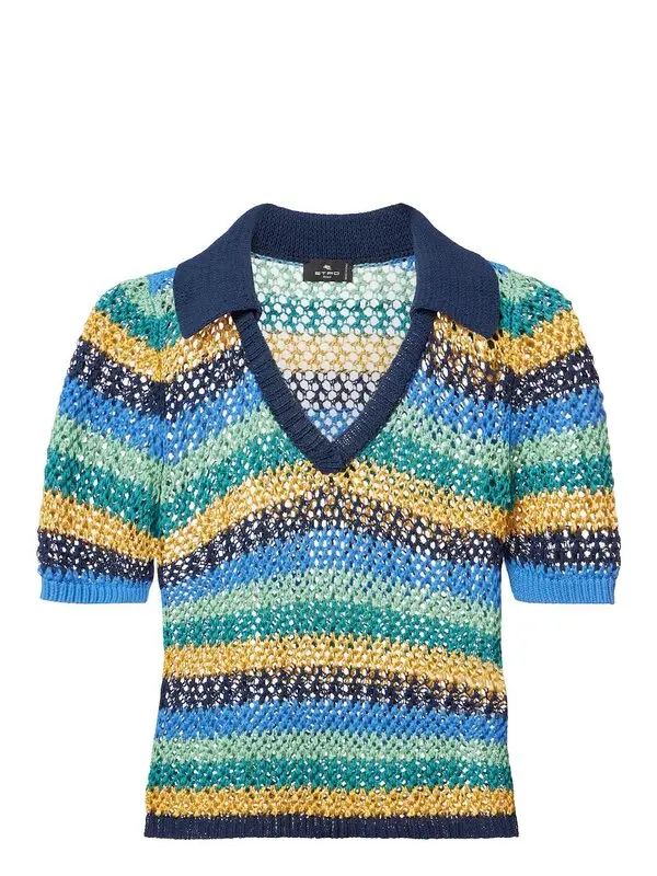 Etro Knitted Striped Cotton-blend Crop Top - Multicoloured