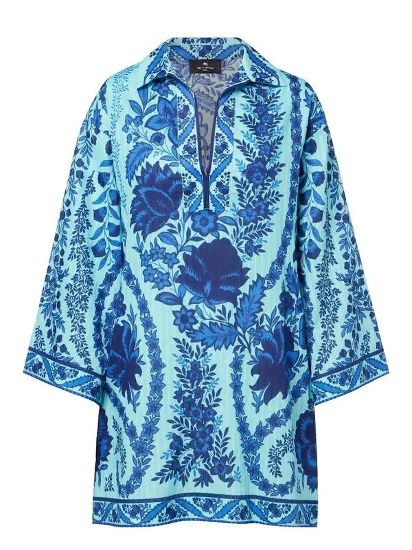 Etro Paisley Oversized Cotton Minidress - Blue