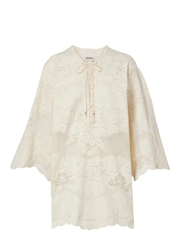 Isabel Marant Solara Embroidered Cotton-blend Minidress - White