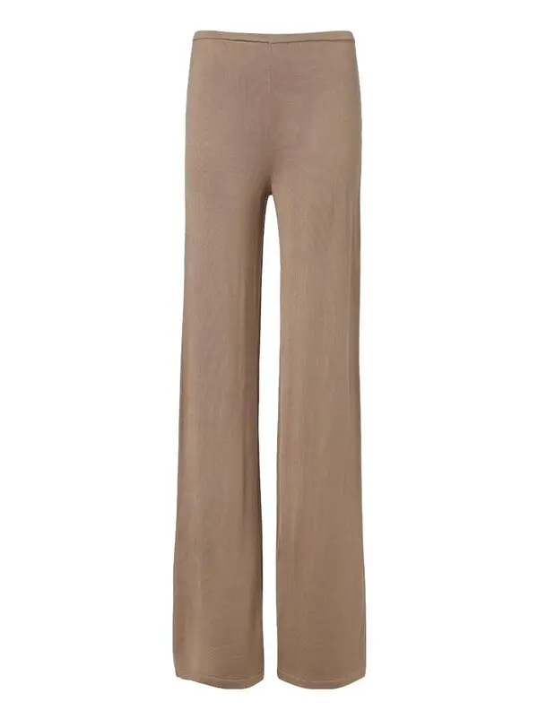 AYA MUSE Esme Silk-blend Straight Pants - Beige