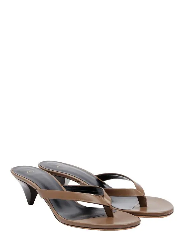 JUDE Rooty Leather Thong Sandals - Brown