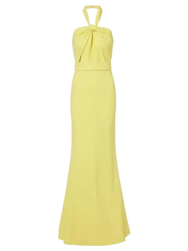 Elie Saab Halterneck Cady Gown - Yellow
