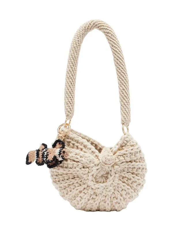Poupette St Barth Praia Small Crochet Shoulder Bag - White