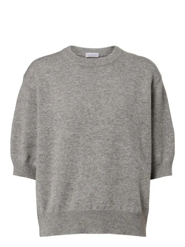 Brunello Cucinelli Monili Cashmere Crewneck Sweater - Grey