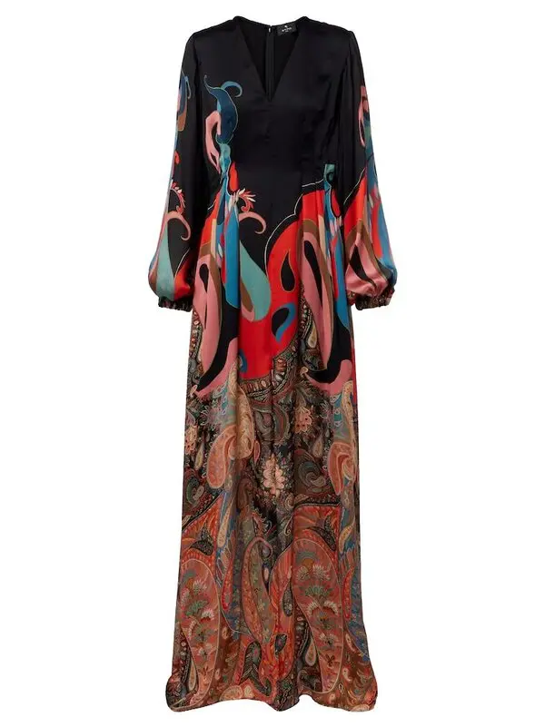 Etro Paisley Silk Gown - Black