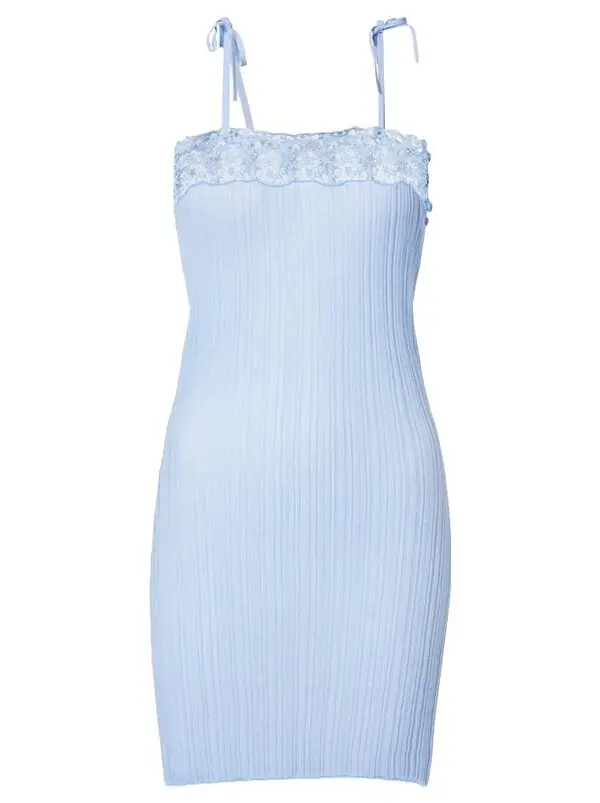 Chloé Lace-trimmed Wool Slip Dress - Blue