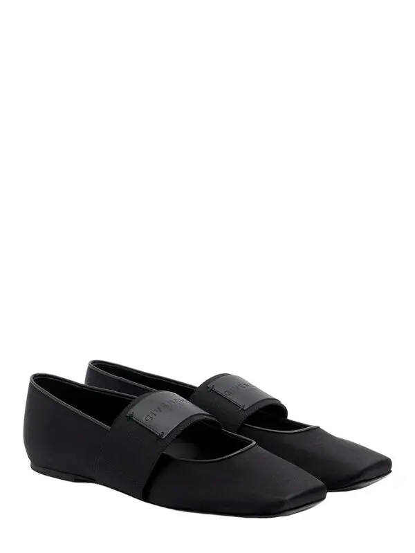 Givenchy Sliced Square Satin Ballet Flats - Black