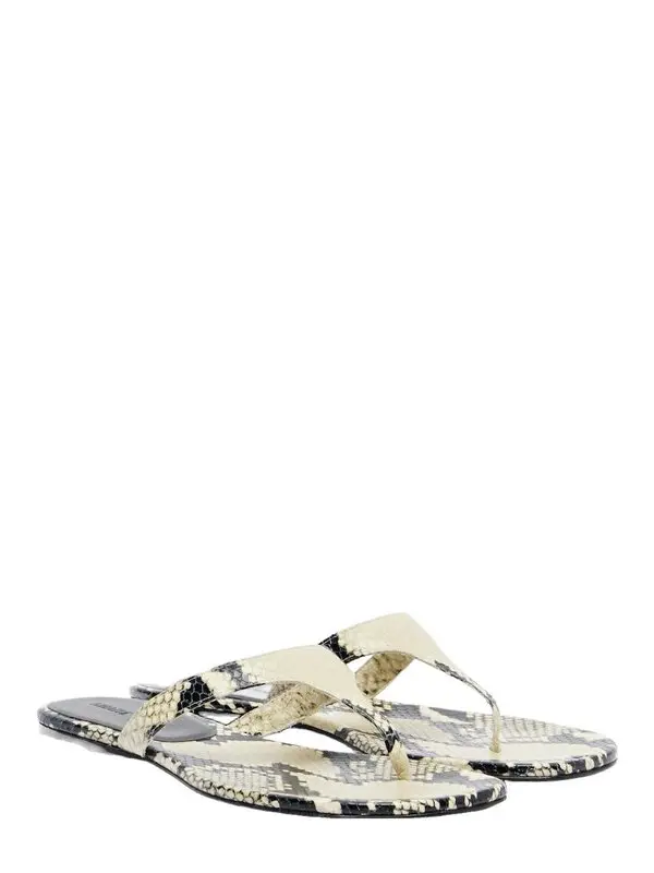 Khaite Archer Snake-effect Leather Thong Sandals - Beige