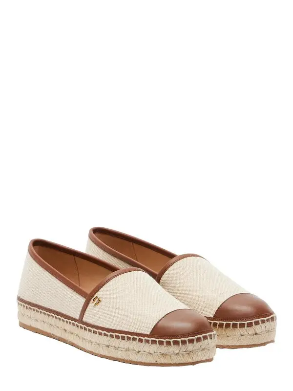 GIANVITO ROSSI Leather-trimmed Canvas Espadrilles - Beige